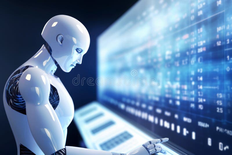 Robot Hominoid Study Human Beings and Learning Development Stock Image ...