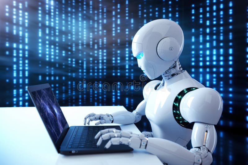 Robot Hominoid Study Human Beings and Learning Development Stock Photo ...