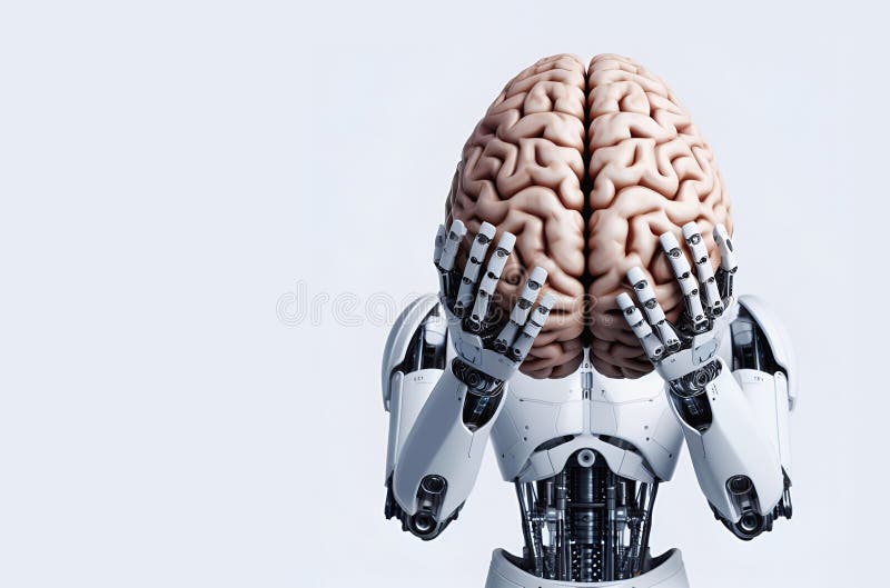 Robot with Human Brain, Artificial Intelligence Concept Stock ...