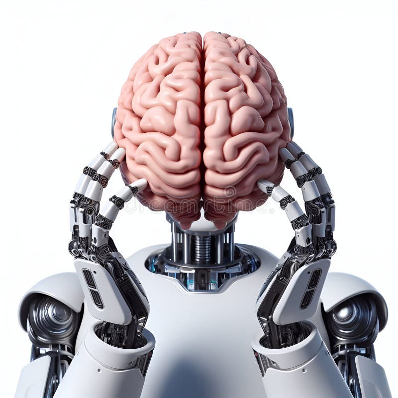 Robot with Human Brain Artificial Intelligence Concept, Robotic Science ...