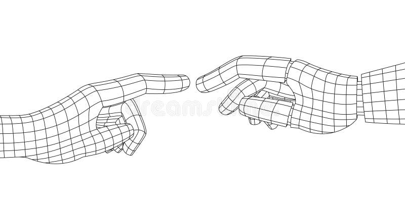 The Robot and Human Hand Touch Each Other. Two Hands in Form of ...