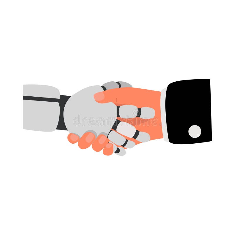 Robot and Human Hands Holding in a Handshake Stock Illustration ...