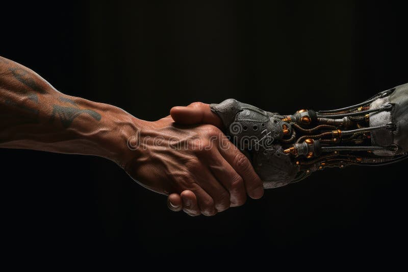 Robot and Human handshake stock illustration. Illustration of office ...