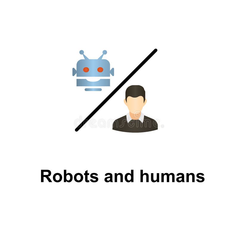 Robot and Human Icon on a White Background, Vector Illustration Stock ...