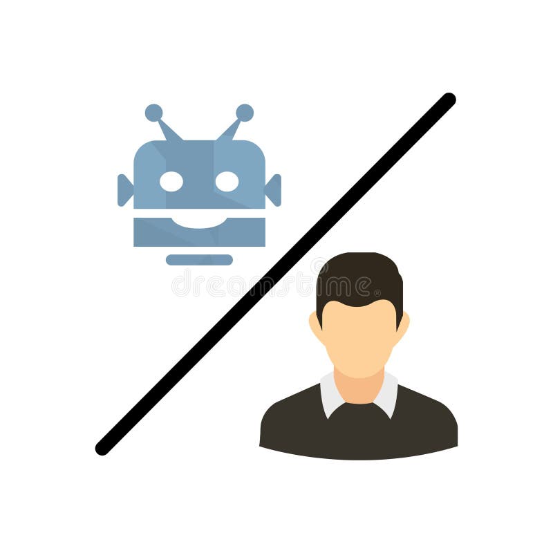 Robot and Human Icon on a White Background, Vector Illustration Stock ...