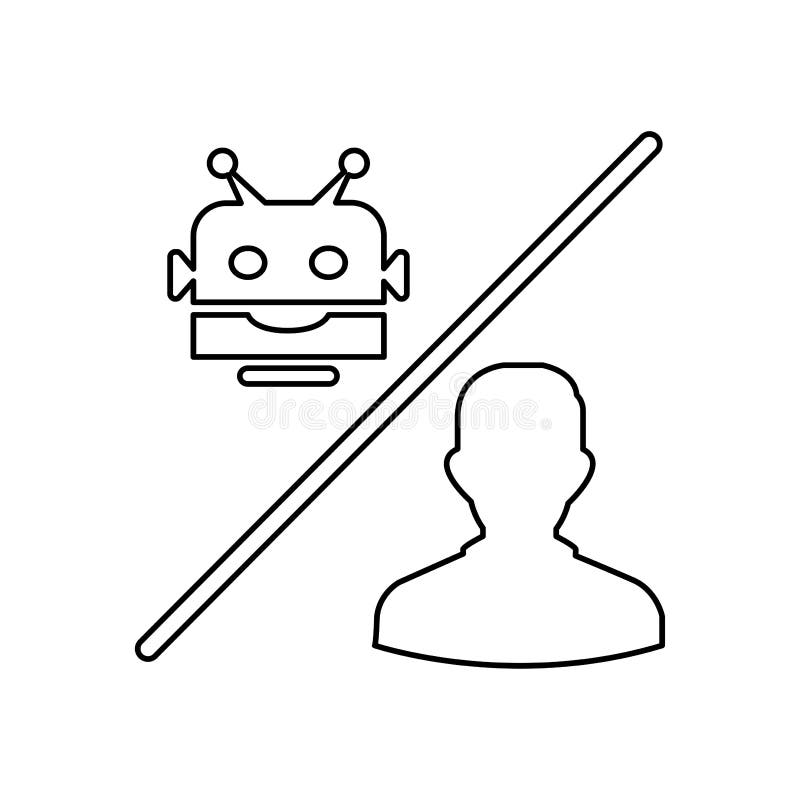Robot and Human Icon on a White Background, Vector Illustration Stock ...