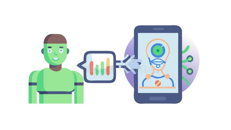 Robot with Human Profile, AI Driven Personalization, Vector Design ...