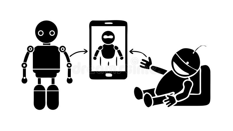 Robot and Human Profile, AI Personalization, Vector Design Generative ...