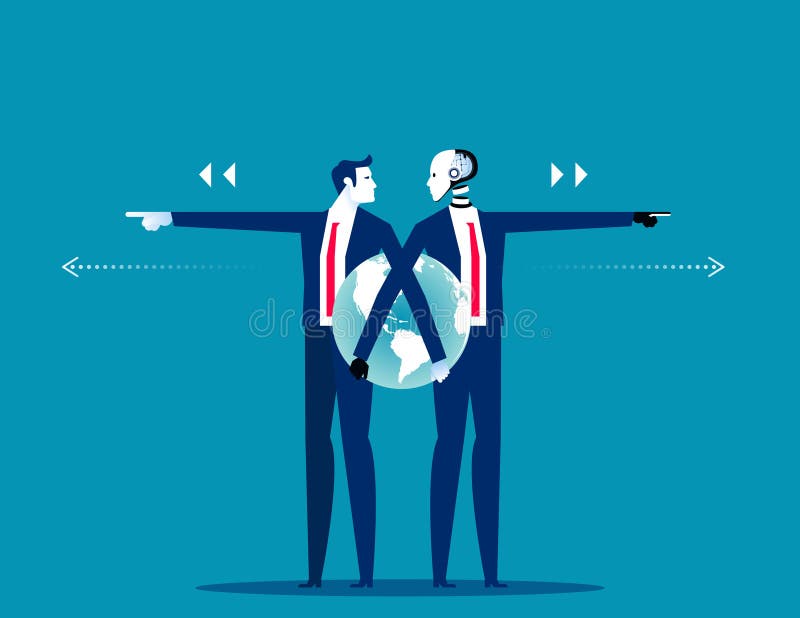 Robot and Human Pushing Different Direction. Artificial Intelligence ...