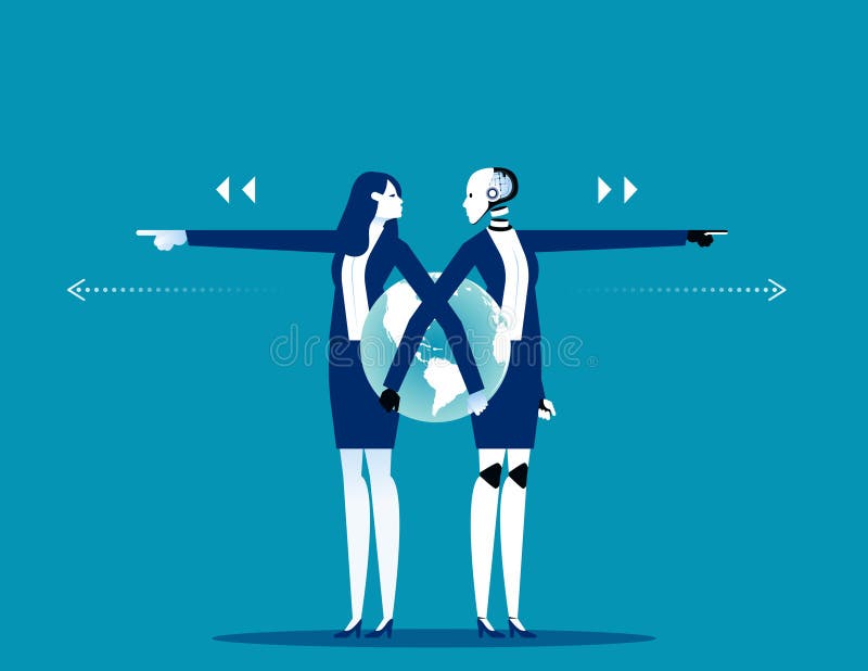 Robot and Human Pushing Different Direction. Artificial Intelligence ...