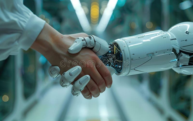Robot Human Shaking Hands Concept Interaction Artificial Intelligence ...