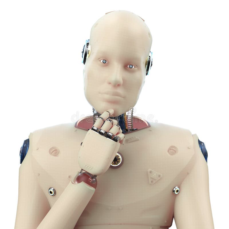 Robot with Human Skin Think or Analyze Stock Illustration ...