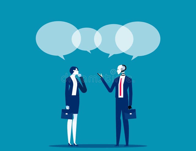 Robot and Human Talking. Artificial Intelligence Business Vector ...