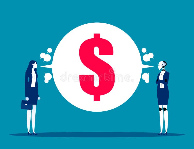 Robot and Human Talking about Financial. Business Artificial ...