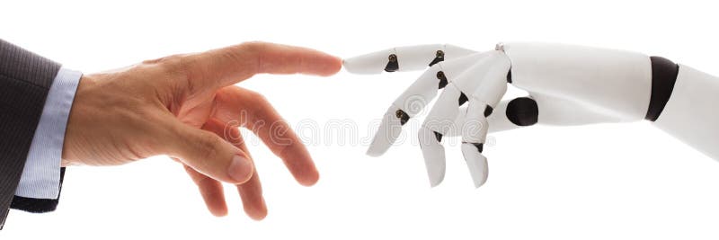 Robot Human Touch. Robotic Collaboration Stock Photo - Image of ...