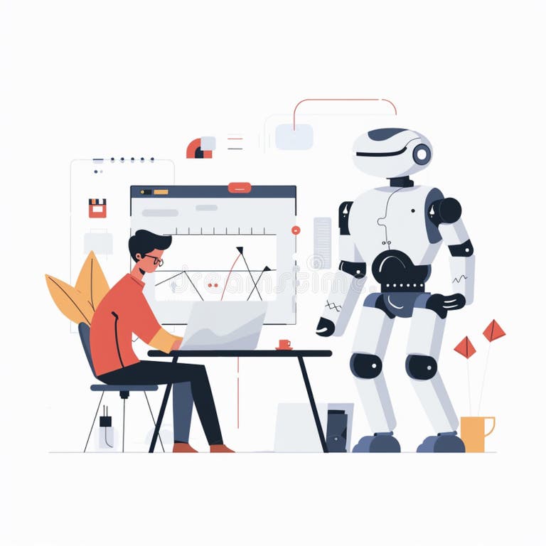 Robot Human Together Stock Illustrations – 1,368 Robot Human Together ...