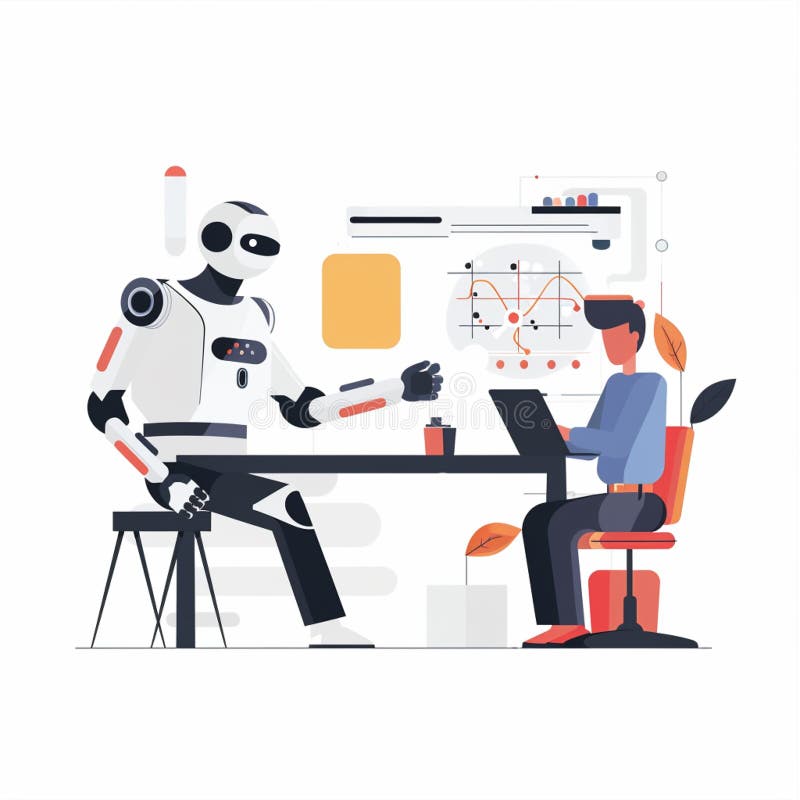 Robot and Human Working Together on the Same Project. Smart Technology ...