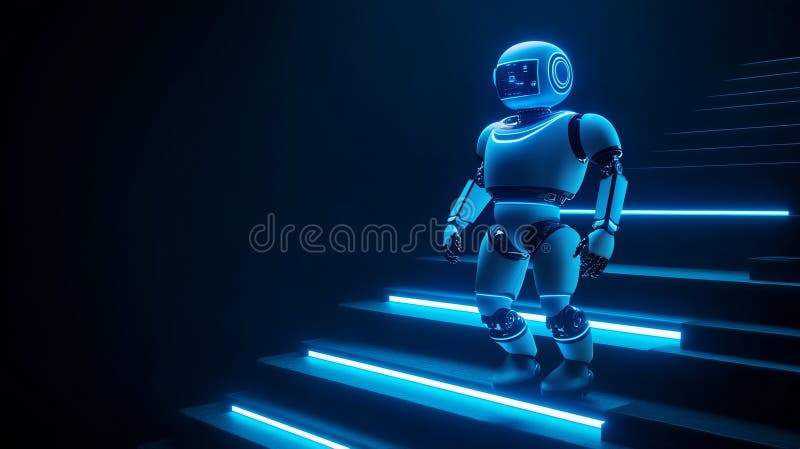 A Robot Humanoid Ascending Stairs Represents Achieving Success and ...