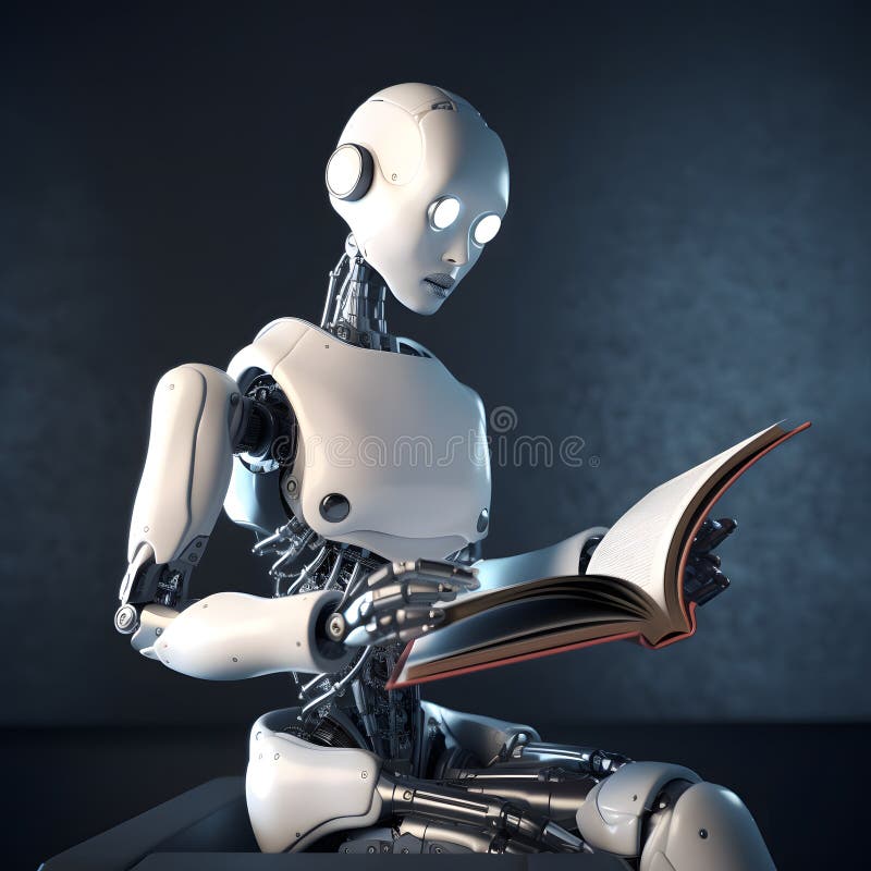 Robot Humanoid Reading Book and Solving Math Data Analytics in Concept ...