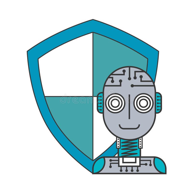 Robot and shield stock illustration. Illustration of robot - 32004907