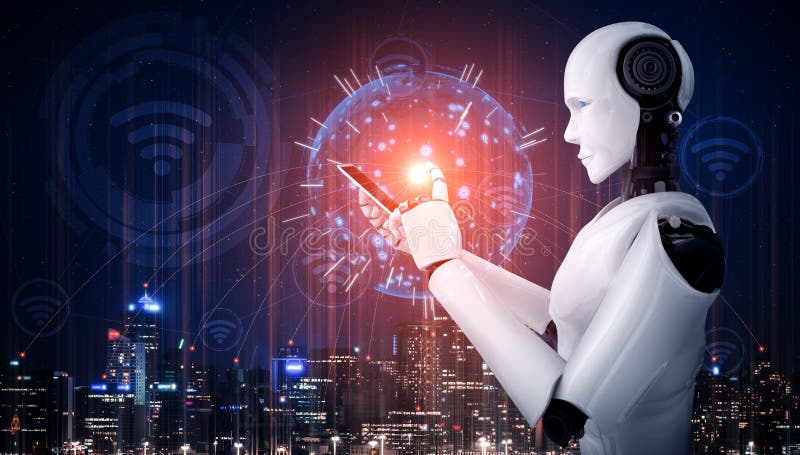 Robot Humanoid Use Mobile Phone or Tablet for Global Network Connection ... Robot Humanoid Use Mobile Phone or Tablet for Global Network Connection ...