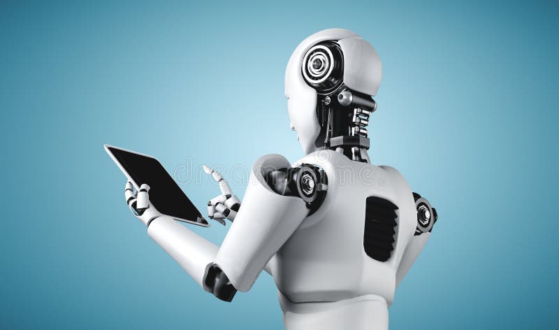 Robot Humanoid Using Tablet Computer in Future Office Stock ...