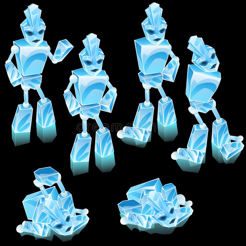 Robot of Ice Blocks, Cartoon Character Stock Vector - Illustration of ...