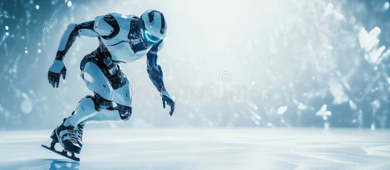 Robot Ice Skating on Frozen Surface, Showcasing Advanced Technology and ...