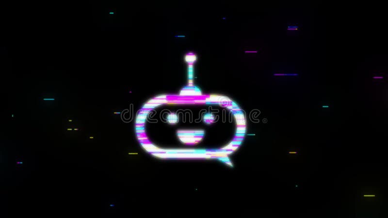 Robot Icon. Bot Sign Design. Chatbot Symbol Concept Glitch Effect ...