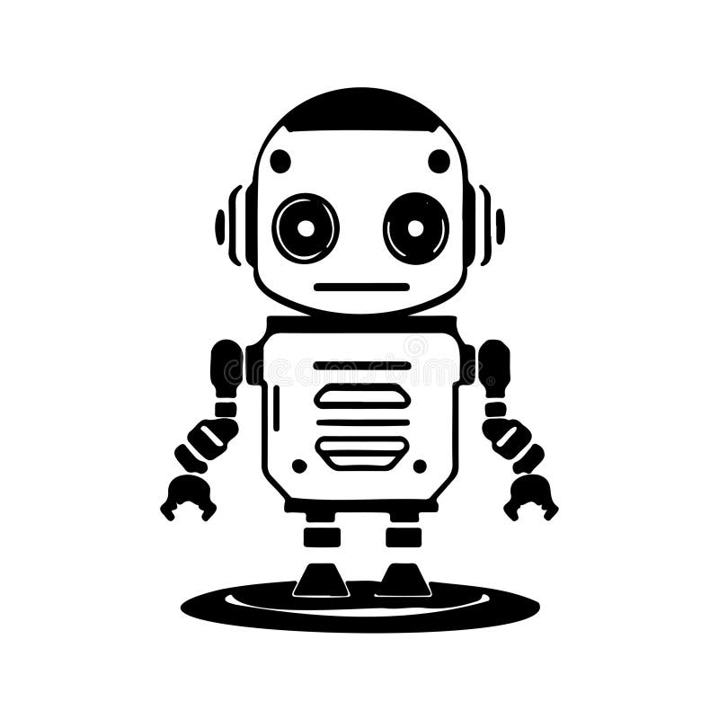 Robot Icon Hand Draw Black Colour Logo Symbol Perfect Stock Vector ...