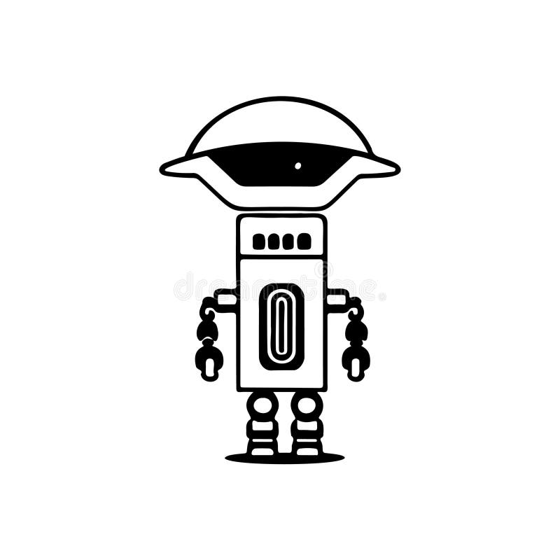 Robot Icon Hand Draw Black Colour Logo Symbol Perfect Stock Vector ...