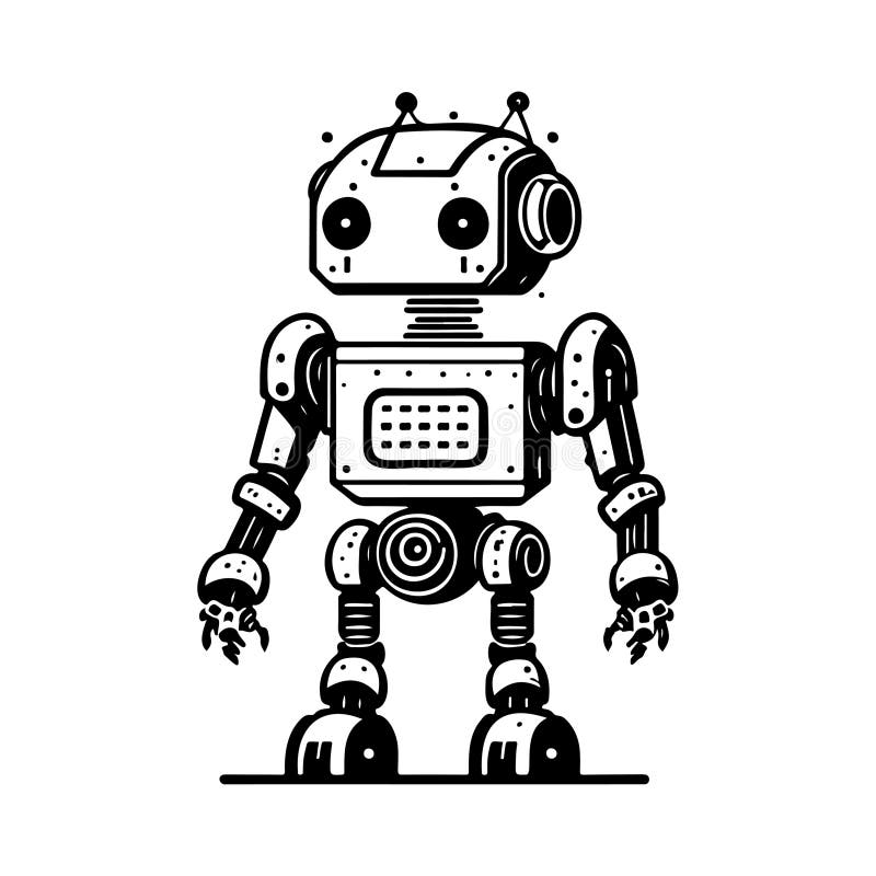 Robot Icon Hand Draw Black Colour Space Logo Symbol Perfect Stock ...