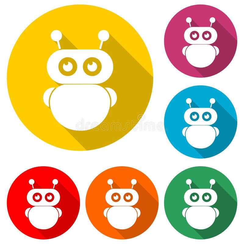 Robot Icon Isolated with Long Shadow Stock Illustration - Illustration ...