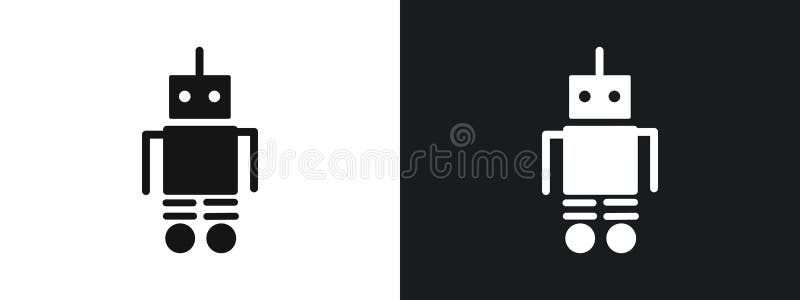 Robot Icon Linear Graphics Set Vector in Black Stock Illustration ...