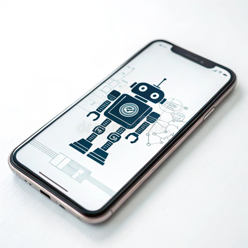 Robot Icon on Mobile Screen Representing AI Deep Learning Stock ...