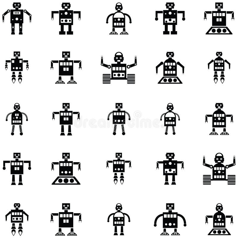 Robot icon set stock vector. Illustration of robot, industry - 120570817