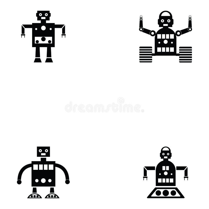 Robot icon set stock vector. Illustration of cyborg - 120570861