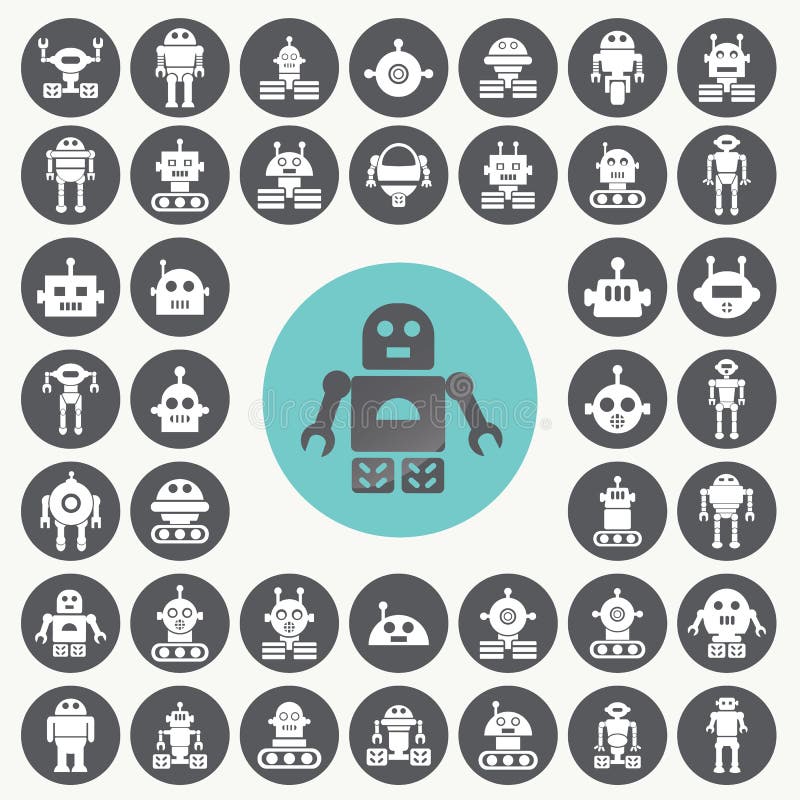 Robot icons set. stock illustration. Illustration of hand - 44436449