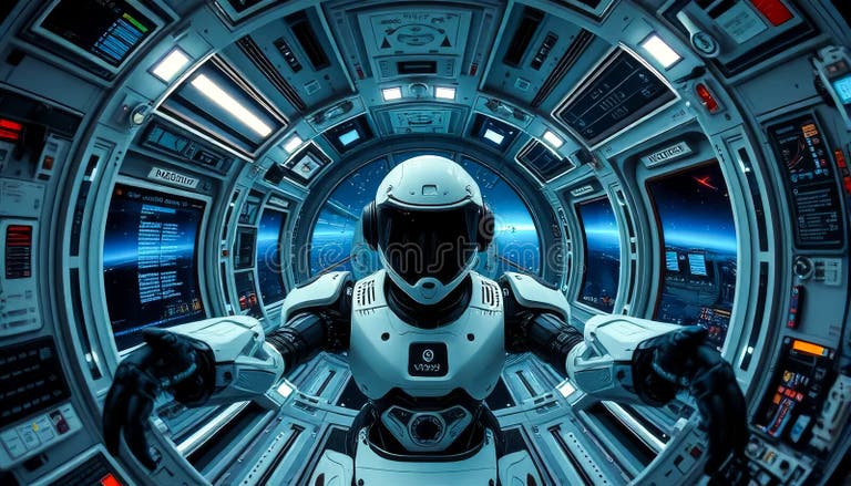 Robot is Inside a Spaceship Stock Photo - Image of astronomy, outer ...