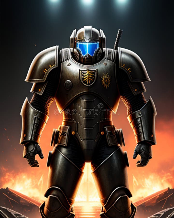 Sci-fi Robot in Armor. Military Futuristic Android. Back View ...