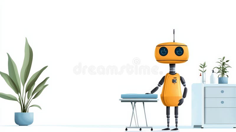 Robot Ironing Clothes in Modern Space Stock Illustration - Illustration ...