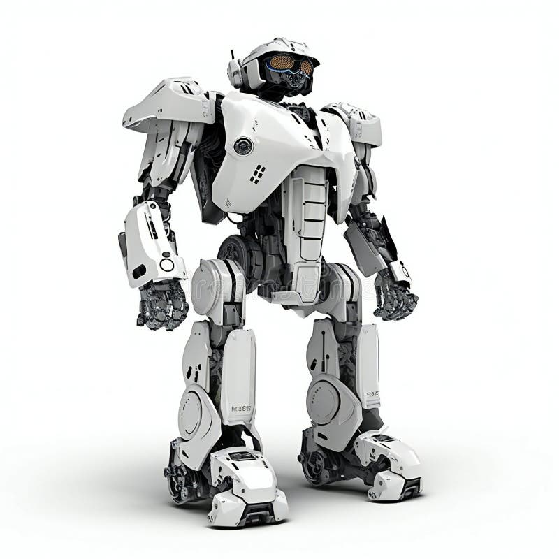 Robot in White Isolated Background, Humanoid Robot Stock Illustration ...