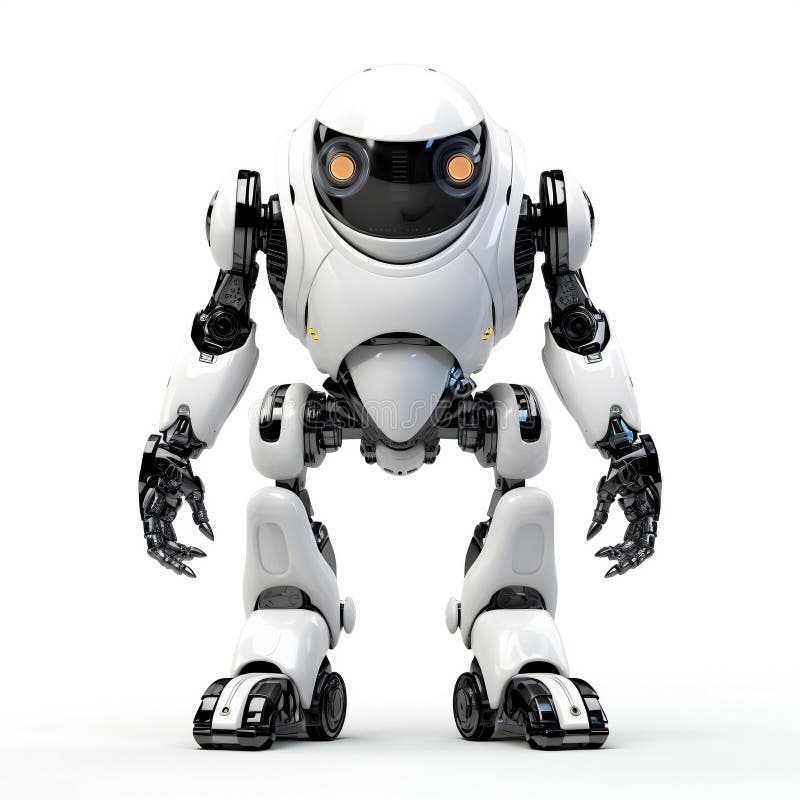 A Robot Isolated on White Background Stock Illustration - Illustration ...