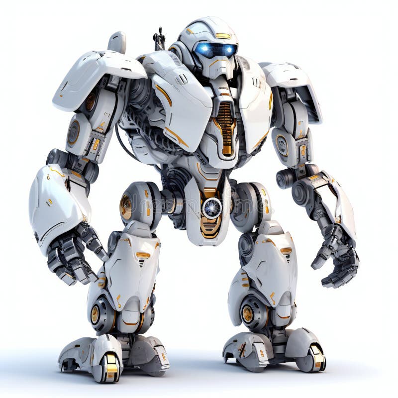 A Robot Isolated on White Background with Shadow Effects Stock ...