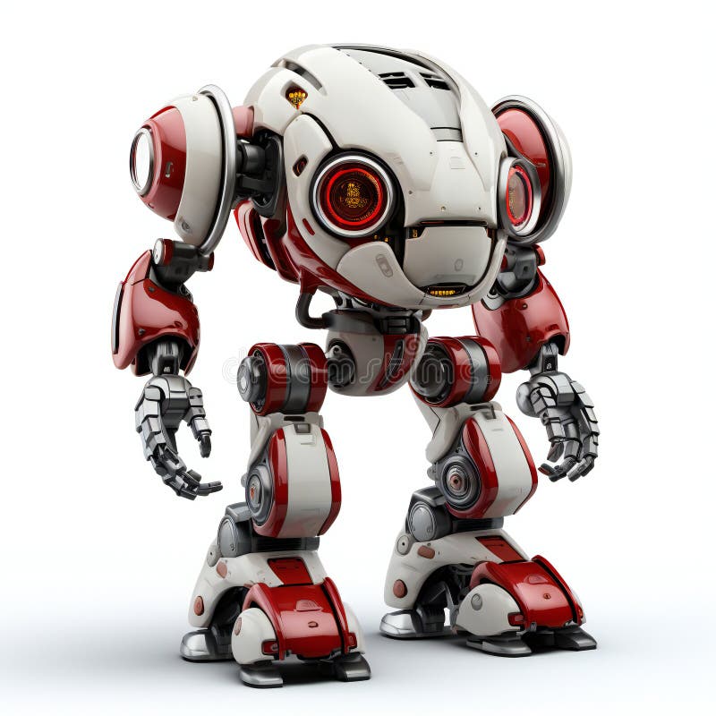 A Robot Isolated on a White Background with Shadow Stock Illustration ...