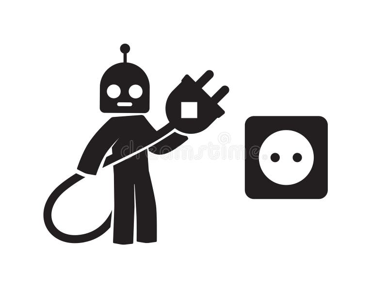 A Robot and Its Power Plug. Various Pose of Stick Figure Stock Vector ...