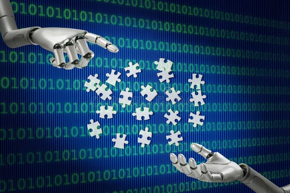 Robot and Jigsaw Puzzle Pieces, Digital Transformation, AI, Artificial ...