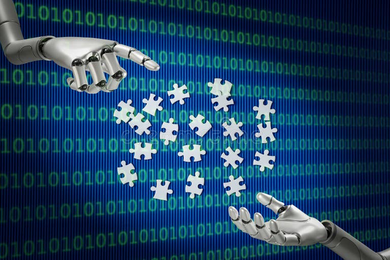 Robot and Jigsaw Puzzle Pieces, Digital Transformation, AI, Artificial ...