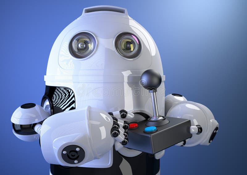 Robot with Joystick. Contains Clipping Path Stock Illustration ...