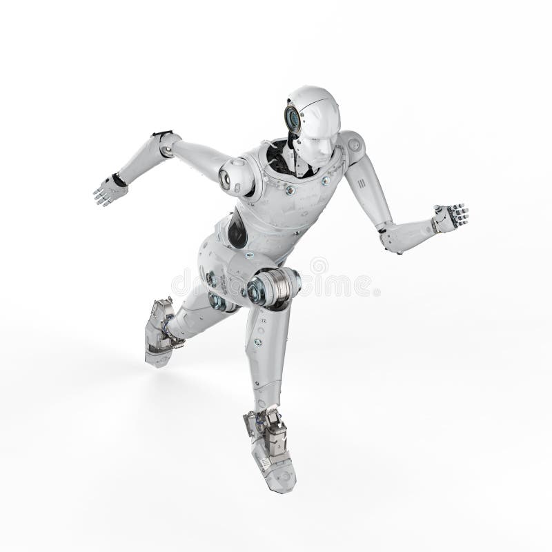 Robot jumping or running stock illustration. Illustration of robot ...